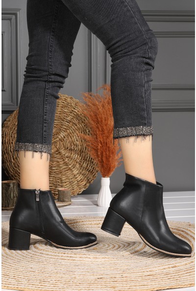 Woggo 715 Cilt Fermuarlı 6 cm Topuk Kadın Bot Ayakkabı