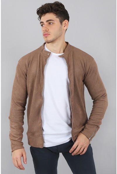 Arlin Erkek Dar Kesim Fermuarlı Süet Vizon Ceket Arlin Erkek Dar Kesim Fermuarlı Süet Vizon Ceket