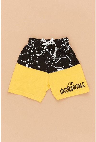 FullaModa Çocuk Beli Lastikli Renk Bloklu Baskılı Kapri