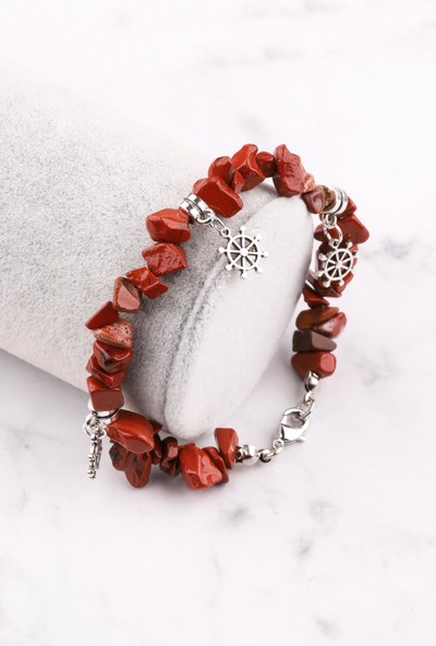 Alibaba Doğaltaş Red Jasper Doğal Taş Kırıktaş Bileklik