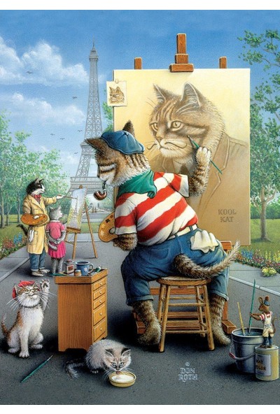 Art Puzzle Ressam Kedi 500 Parça Yapılmış Puzzle(48 x 34 Cm)