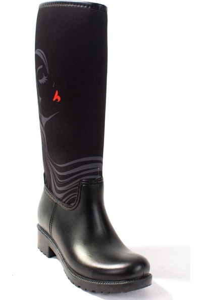 Dagoster DZA07-90320602 Siyah Günlük Kadın Düz Yağmur Çizme