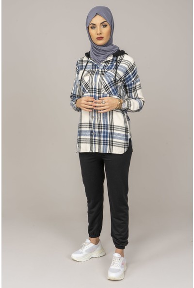 Markosin Kadın Kapüşonlu Ekose Desenli Ikili Takım 1548