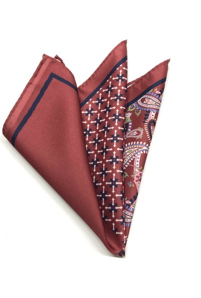 Pierroni Bordo Beyaz Desenli Mendil