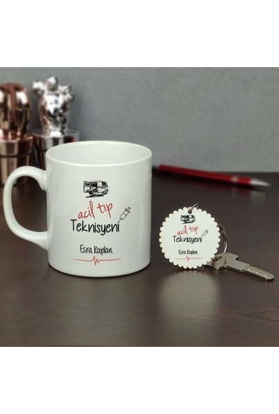 Hediyelen Acil Tıp Teknisyeni Kupa Bardak ve Anahtarlık Set
