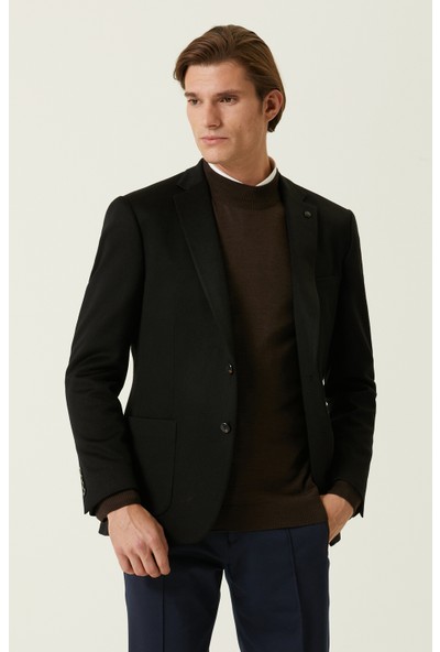Network Slim Fit Siyah Kaşmir Ceket