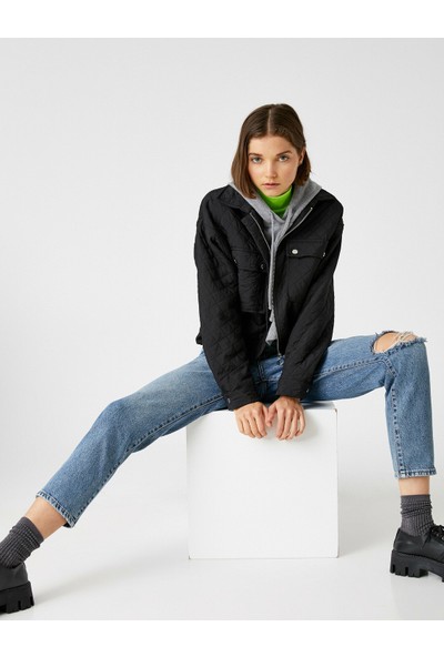 Koton Yüksek Bel Dizi Yirtik Mom Jean Pantolon