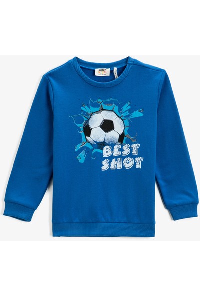Koton Futbol Baskili Sweatshirt Bisiklet Yaka