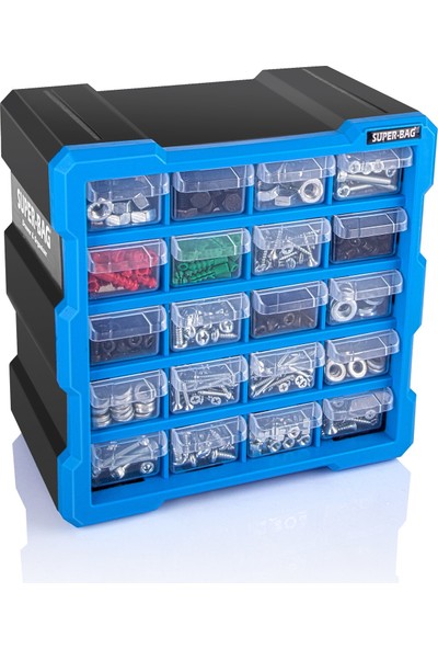 Super-Bag ASR-6006 Monoblok 20 Çekmeceli Organizer Seti Super-Bag ASR-6006 Monoblok 20 Çekmeceli Organizer Seti