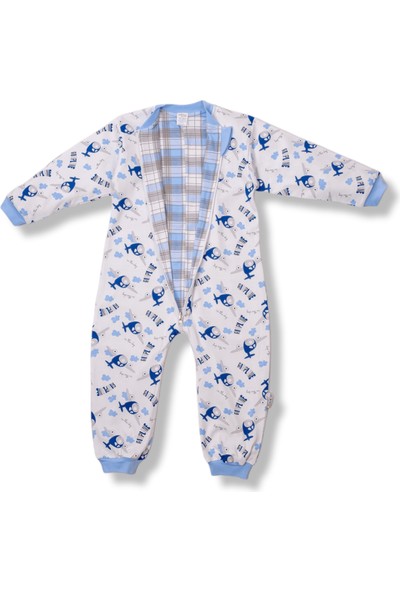 Poky Çocuk Uyku Tulumu Çift Taraflı Çizgi ve Uçak Desenli