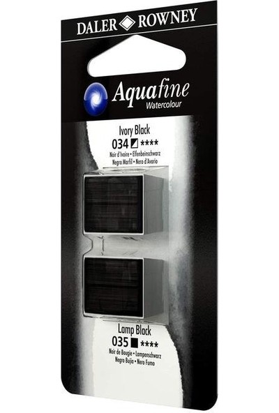 Daler Rowney Aquafine 1/2 Tablet Suluboya Ivory Black + Lamp Black 2'li Set Daler Rowney Aquafine 1/2 Tablet Suluboya Ivory Black + Lamp Black 2'li Set