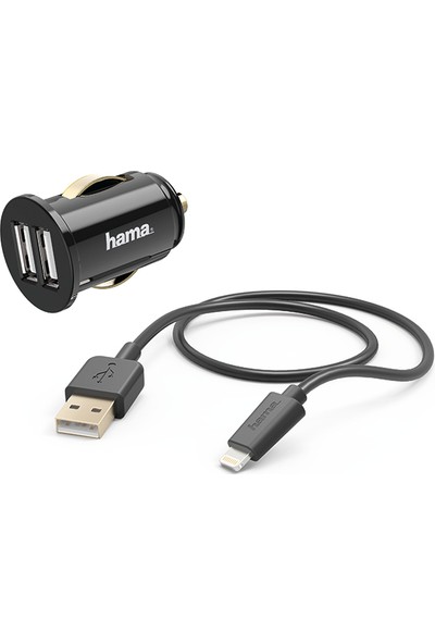 Hama iPhone Lightning Araç Şarj Cihazı, 2xusb 2000MA Hama iPhone Lightning Araç Şarj Cihazı, 2xusb 2000MA