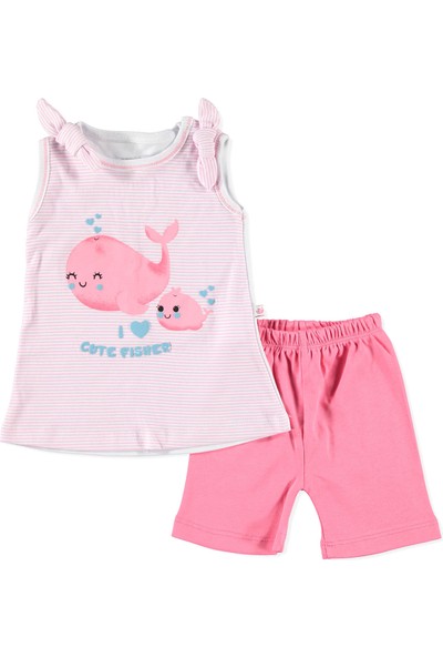 Carmin Baby Yaz Kız Bebek Sevimli Balina Atlet-Şort