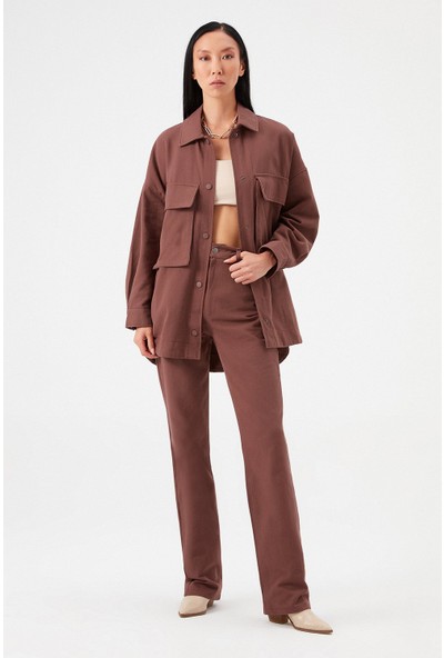 Açelya Okcu Oversize Gabardin Çıtçıtlı Takım