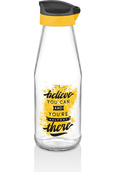 Hane Tekli Siyah Mova Desenli Cam Matara&su Şişesi 720CC