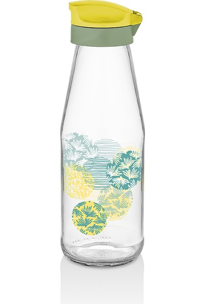 Hane Tekli Sarı Mova Desenli Cam Matara&su Şişesi 720CC