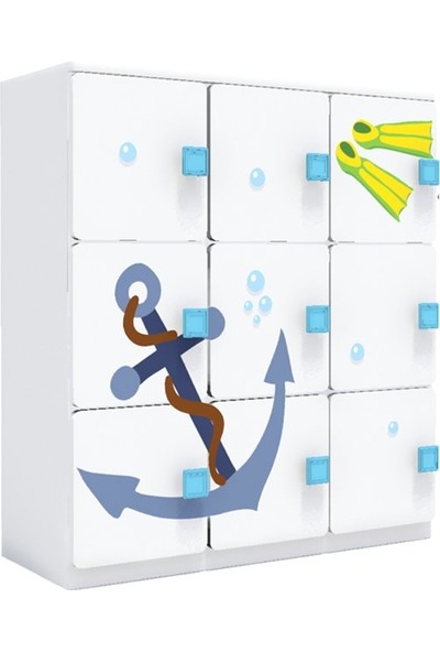 Woody Life 9 Kapaklı Çocuk Odası Anaokulu Kreş Dolap Deniz Temalı Woody Life 9 Kapaklı Çocuk Odası Anaokulu Kreş Dolap Deniz Temalı