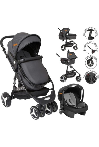 Jusso Comfort Max Travel Sistem Bebek Arabası - Anrasit Jusso Comfort Max Travel Sistem Bebek Arabası - Anrasit
