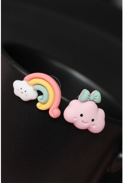 Clariss Yeni Sezon Gökkuşağı ve Bulut Tasarımlı 2li Küpe