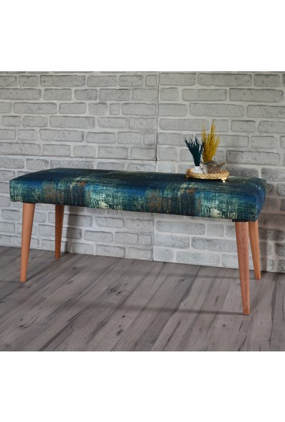 Zeen Concept Retro Bench Puf Yeşil Kırçıllı Desenli