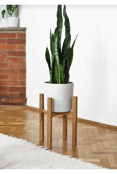 Hüma Ahşap Çiçeklik Saksılık - Ahşap Ayaklı Çiçek Standı (25 Cm.)