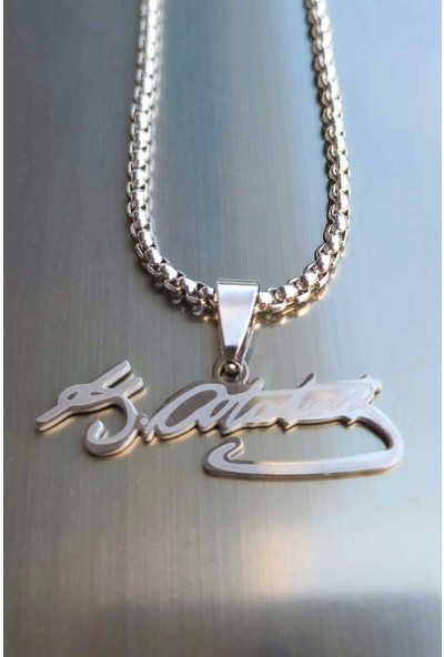 The Collection The Collection paslanmaz Çelik Atatürk Imzası Kolye