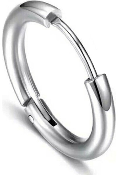 The Collection Unisex Cerrahi Çelik Siyah Renk 12 mm Halka Küpe