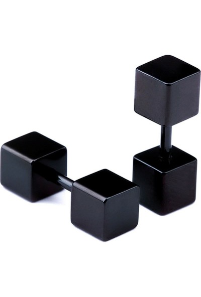 The Collection Unisex Gümüş Küp Çelik Küpe