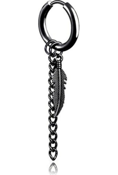 The Collection Siyah Kartal Tüyü Çelik Küpe