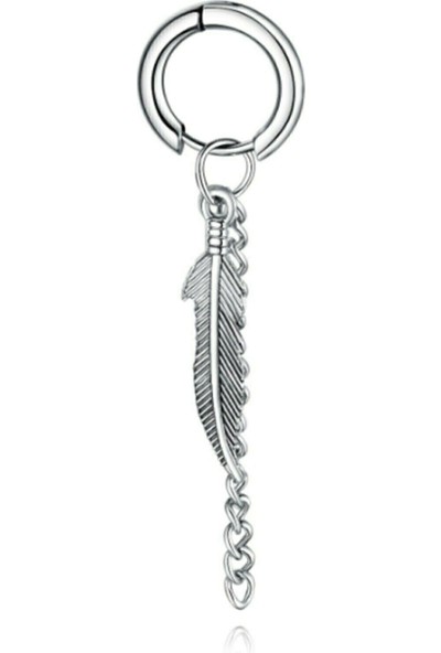 The Collection Gümüş Kartal Tüyü Çelik Küpe