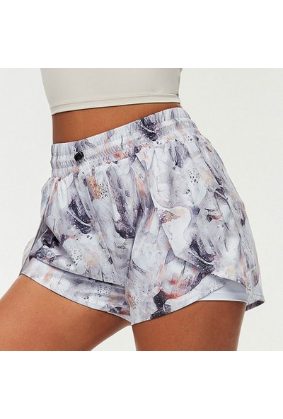 Kingwheat 2'si 1 Arada Kadın Elastik Bel Spor Şort (Yurt Dışından)