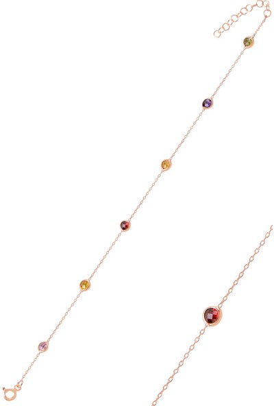 Söğütlü Silver Gümüş Renkli Sıra Taşlı Halhal