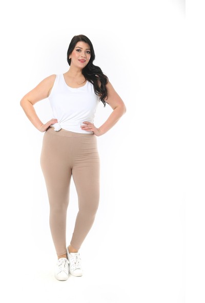 Womenice Kadın Krem Düz Kesim Toparlayıcı Büyük Beden Tayt Womenice Kadın Krem Düz Kesim Toparlayıcı Büyük Beden Tayt