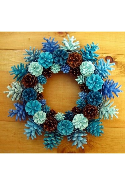 Evedair Butik Evedair Mavi Doğal Kozalak Tasarım Kapı Çelengi