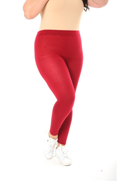 Womenice Kadın Bordo Düz Kesim Toparlayıcı Büyük Beden Tayt