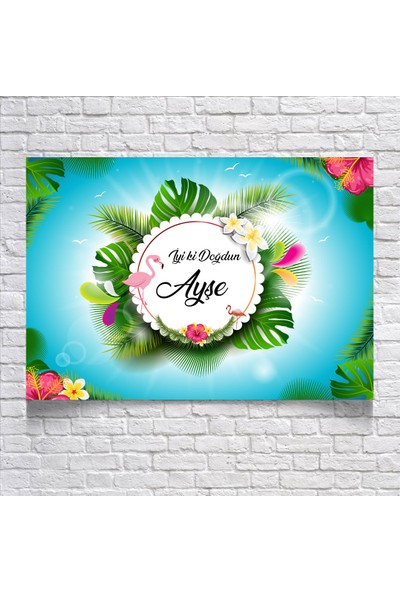 Sare Design Palmiye Temalı Doğum Günü Parti Afişi 35 x 50 cm