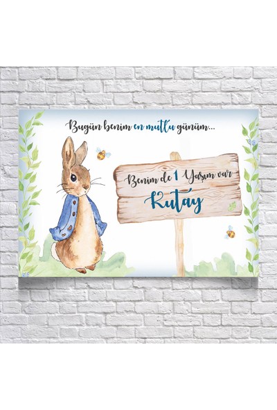 Sare Design Tavşan Temalı Doğum Günü Parti Afişi 70 x 100 cm