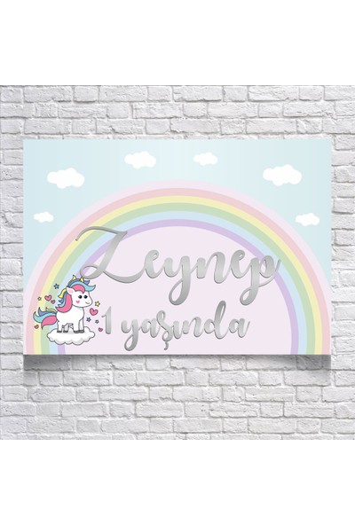 Sare Design Gökkuşağı Temalı Doğum Günü Parti Afişi 35 x 50 cm