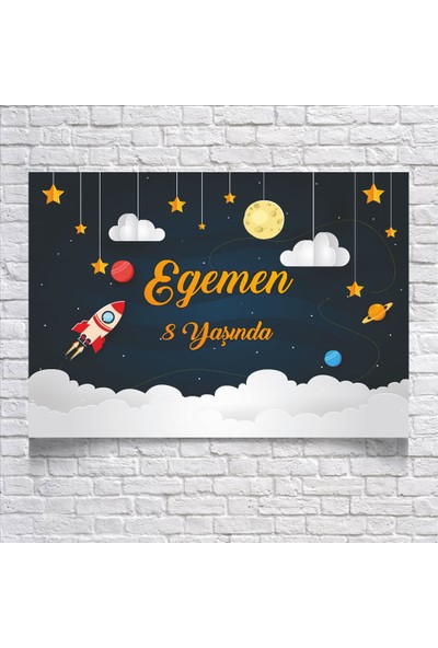 Sare Design Uzay Temalı Doğum Günü Parti Afişi