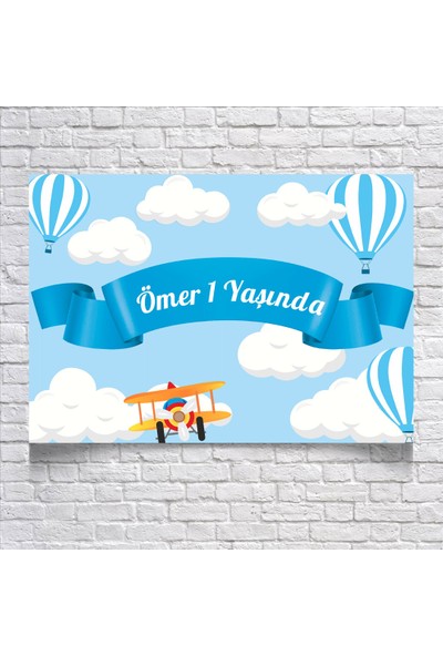 Sare Design Uçak Temalı Doğum Günü Parti Afişi