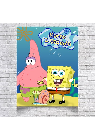 Sare Design Sünger Bob Temalı Doğum Günü Parti Afişi