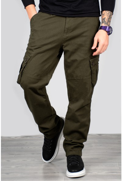 Deepsea Haki Yandan Cepli Geniş Kesim Mevsimlik Erkek Kargo Pantolon 1705421-023 Deepsea Haki Yandan Cepli Geniş Kesim Mevsimlik Erkek Kargo Pantolon 1705421-023