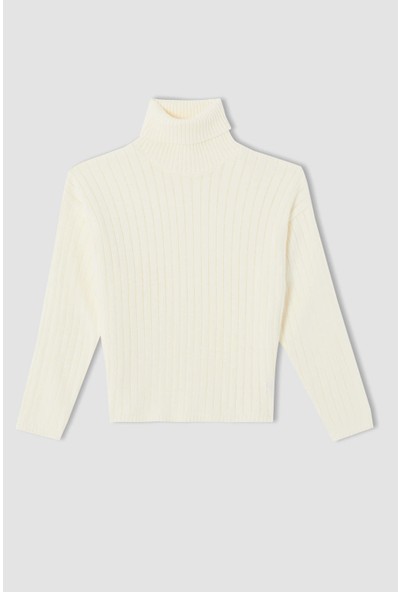 DeFacto Kız Çocuk Regular Fit Balıkçı Yaka Triko Kazak U6197A621AU