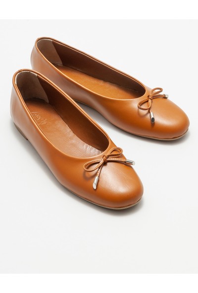 Elle Shoes Taba Deri Kadın Babet