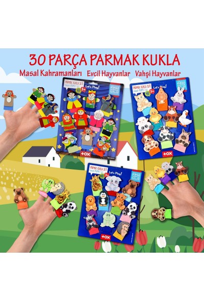 Tox 3 Set - 30 Parça Masal Kahramanları Vahşi ve Evcil Hayvanlar Parmak Kukla Tox 3 Set - 30 Parça Masal Kahramanları Vahşi ve Evcil Hayvanlar Parmak Kukla