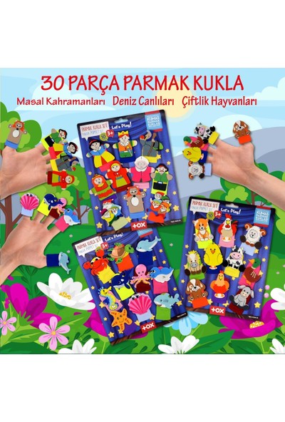 Tox 3 Set - 30 Parça Masal Kahramanları Deniz Canlıları ve Çiftlik Hayvanları Parmak Kukla Tox 3 Set - 30 Parça Masal Kahramanları Deniz Canlıları ve Çiftlik Hayvanları Parmak Kukla