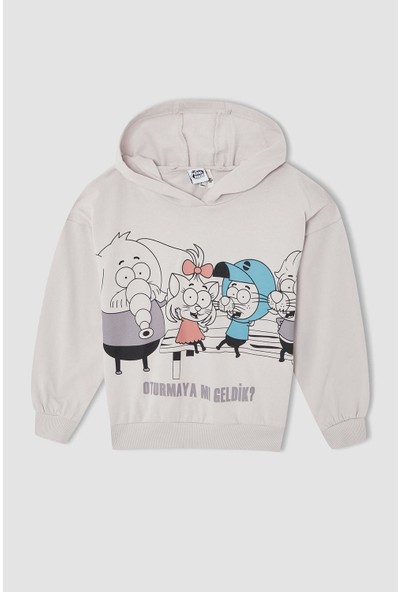 DeFacto Kız Çocuk Kral Şakir Lisanslı Relax Fit Kapüşonlu Sweatshirt V4206A621AU