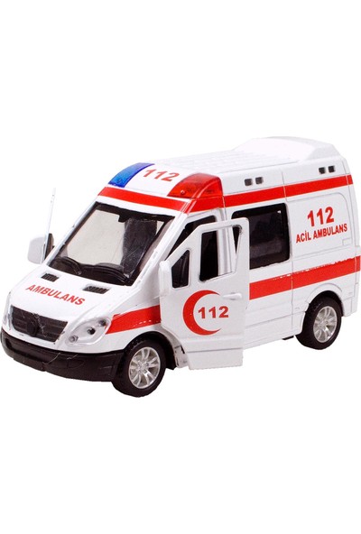 Cstars Cs-13 Metal Kasa Die-Cast Ambulans Oyuncak 14 cm Çek Bırak