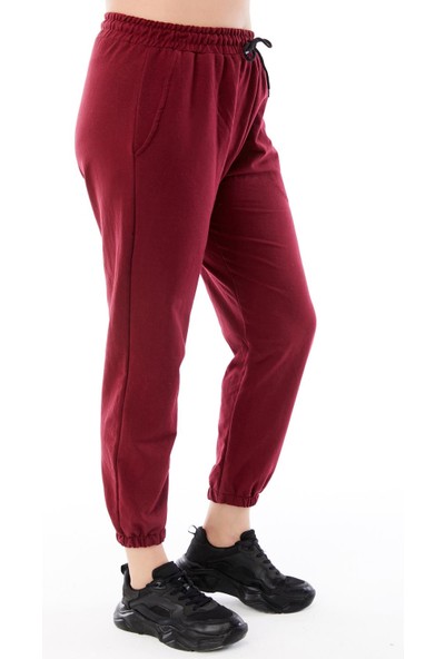 Siyezen Büyük Beden Bordo Basic Eşofman Altı