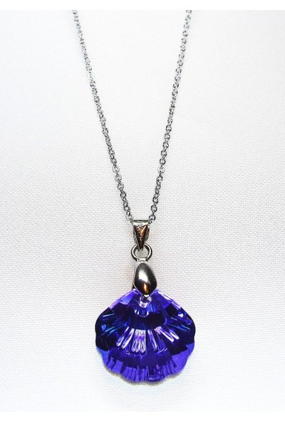 Teen Jewellry Mavi Zirkon Taşlı Deniz Kabuğu Çelik Kolye